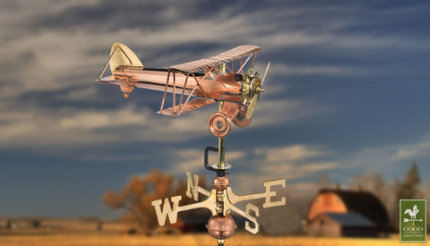 Bi Plane Copper Cottage Weathervane